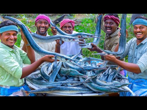 SNAKE Like Fish! 100 KG GARFISH Recipe Cooking | Fried And Tawa Dried ...
